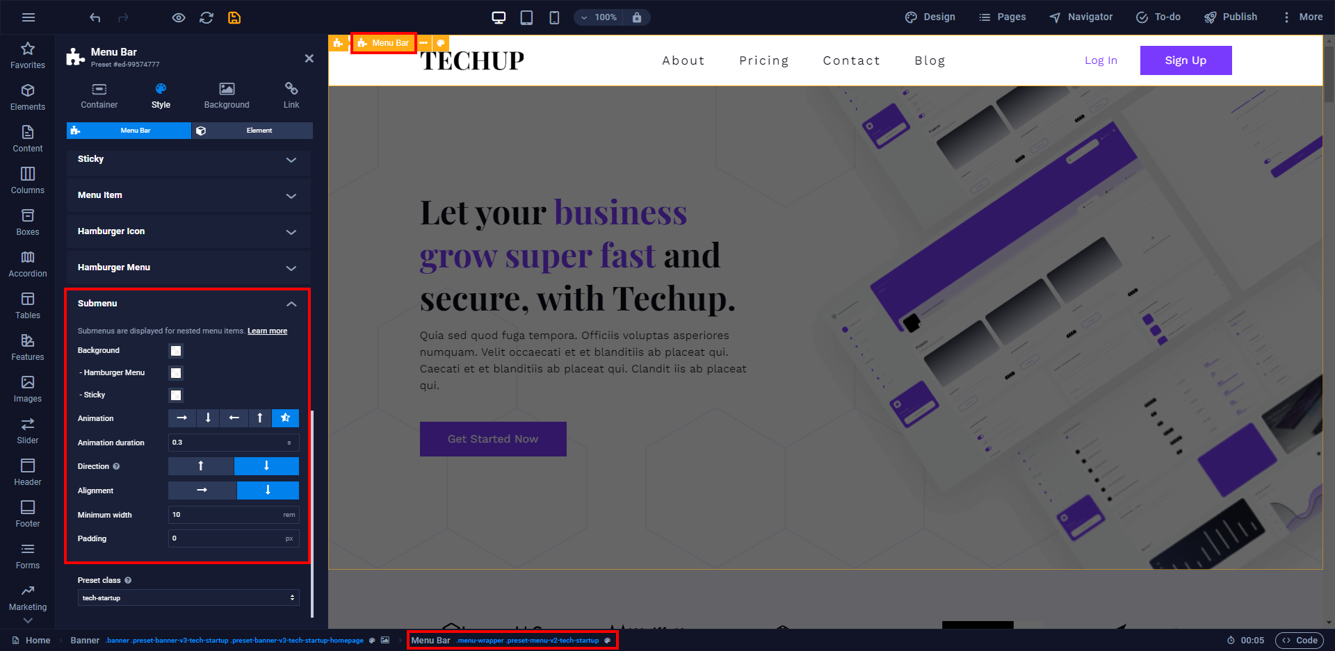 How to add a menu and submenu (dropdown) – The Website Editor