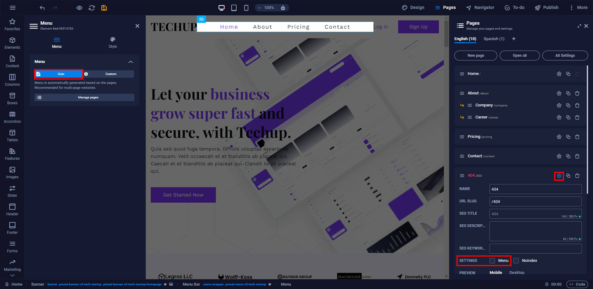 How to add a menu and submenu (dropdown) – The Website Editor